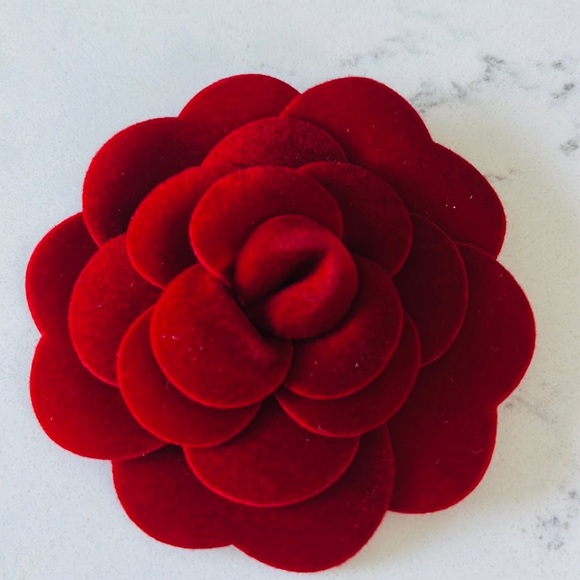 CHANEL | Other | Chanel Authentic Red Velvet Camellia | Poshmark